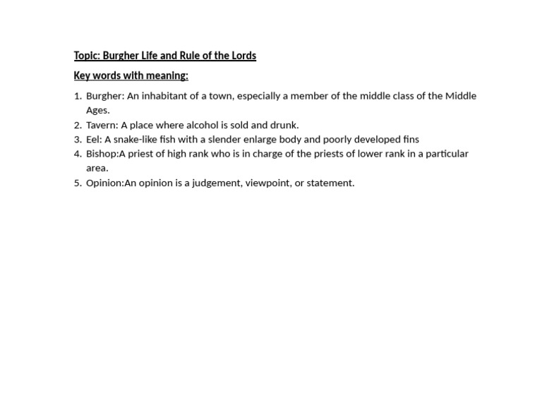 Key Words Burgher Life and Rule of The Lords | PDF