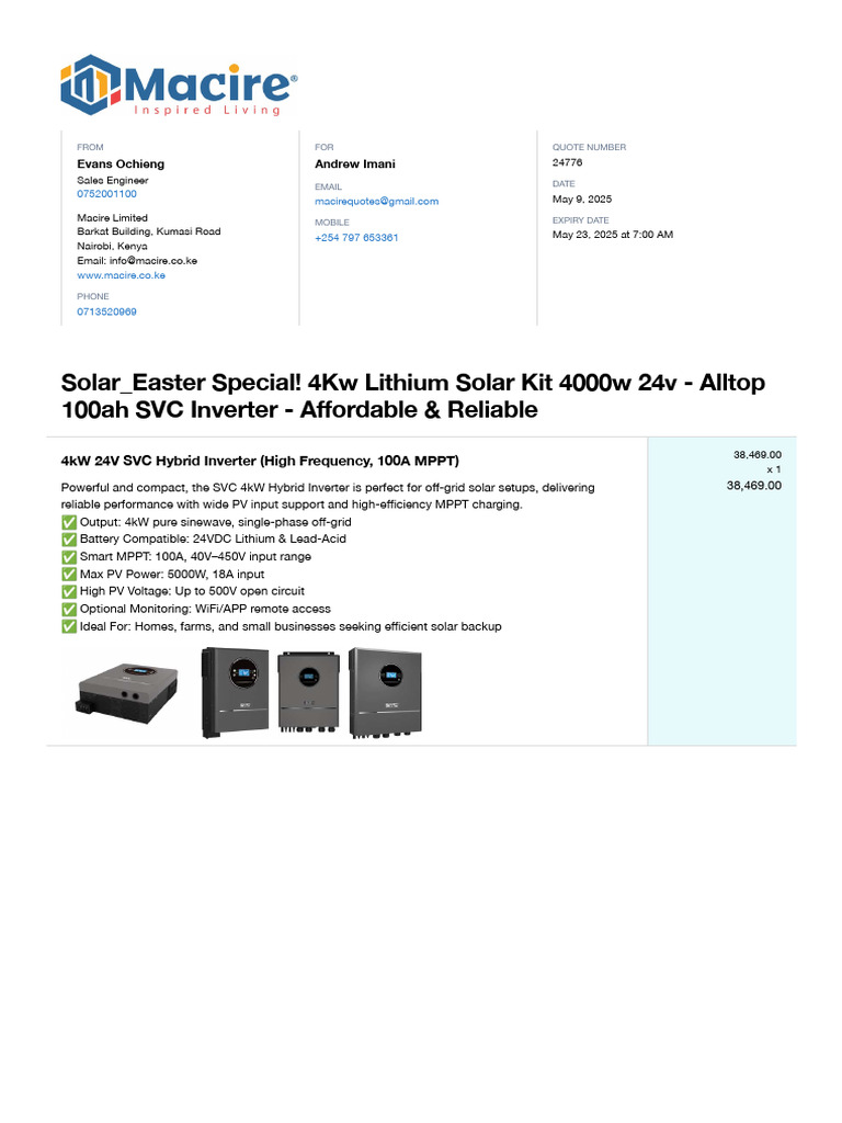 Solar - Easter Special! 4Kw Lithium Solar Kit 4000w 24v - Alltop 100ah ...
