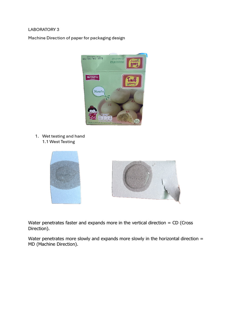 Laboratory 3 Machine Direction of Paper For Packaging Design | PDF