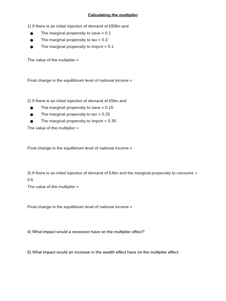 1.3 Multiplier Worksheet Edited | PDF