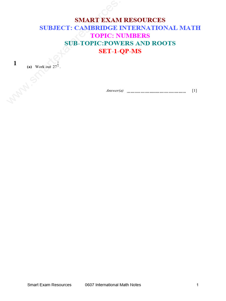 Cambridge Math Powers and Roots Guide | PDF | Qualifications ...