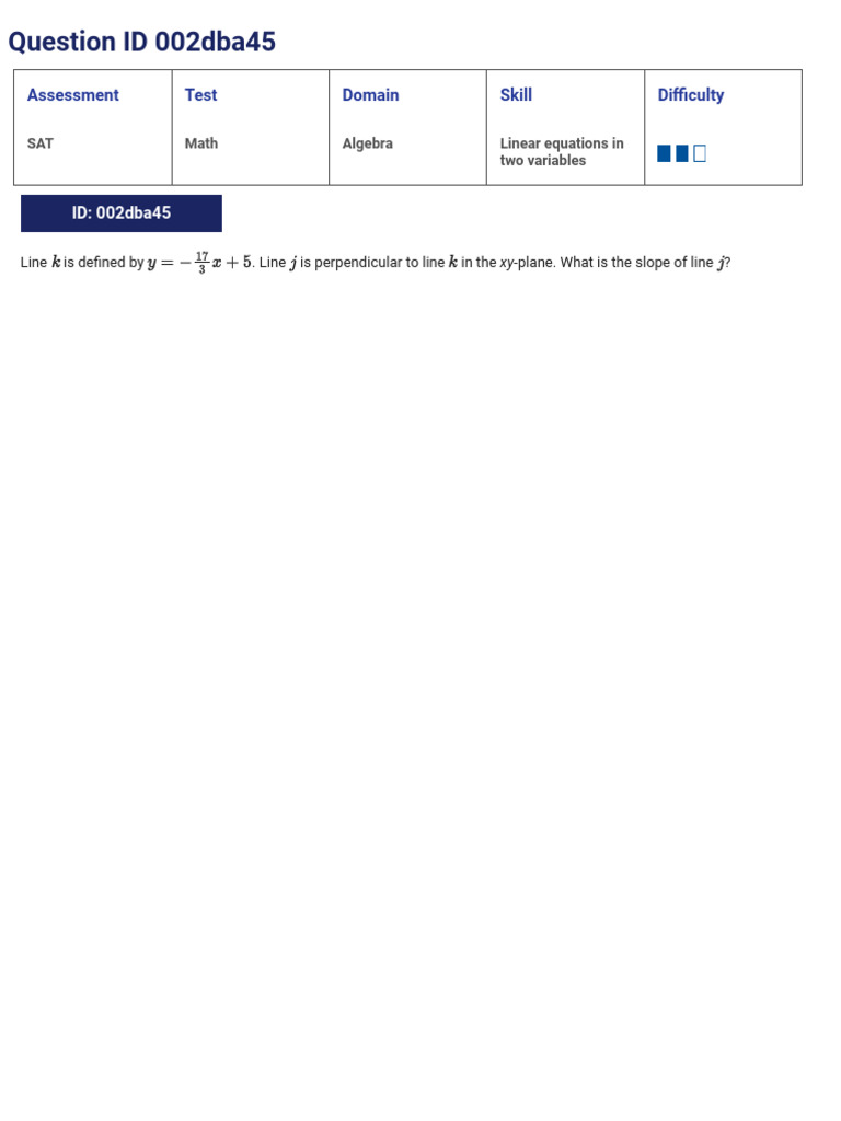 SAT Math Question Suite Overview | PDF | Equations | Sat