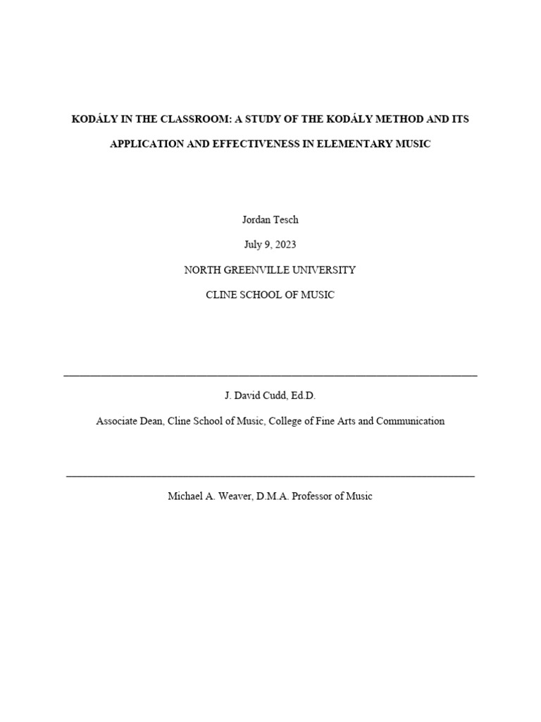 Kodály in The Classroom A Stu | PDF | Music Education | Teachers