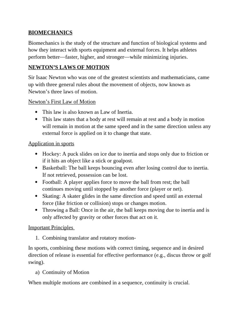 Biomechanics and Sports | PDF | Force | Momentum