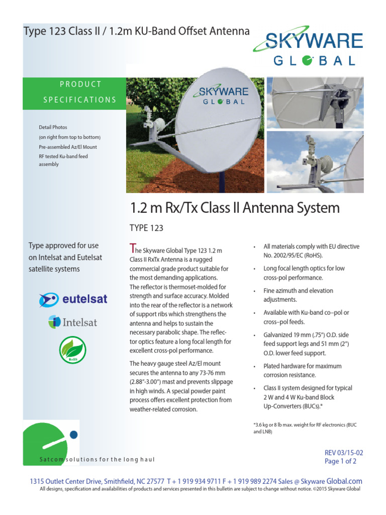 1.2m Type 123 Ku Offset RT Class II Spec 2 | PDF | Electronics ...