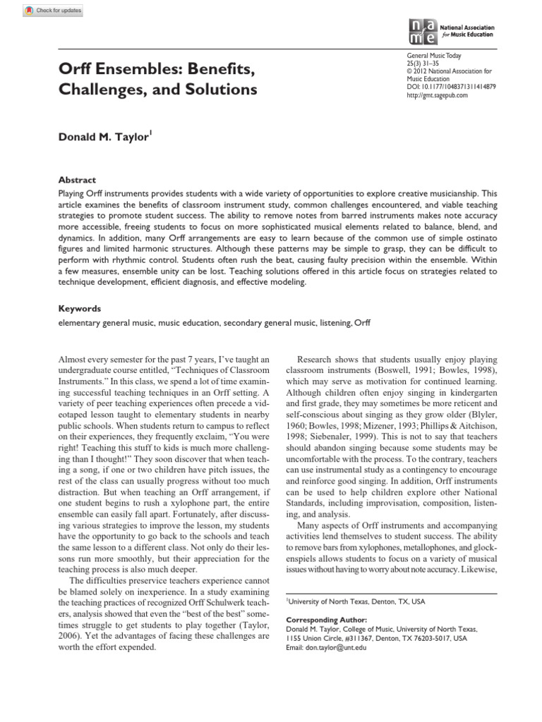 taylor-2011-orff-ensembles-benefits-challenges-and-solutions | PDF ...
