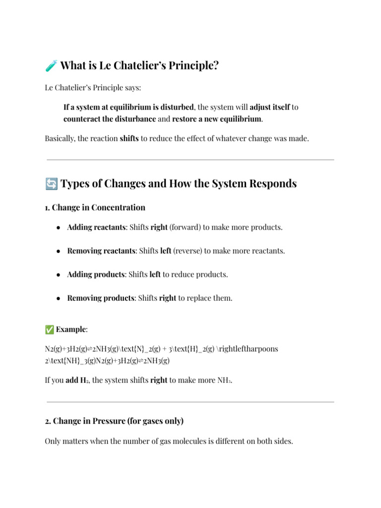 Le Chatelier's Principle | PDF