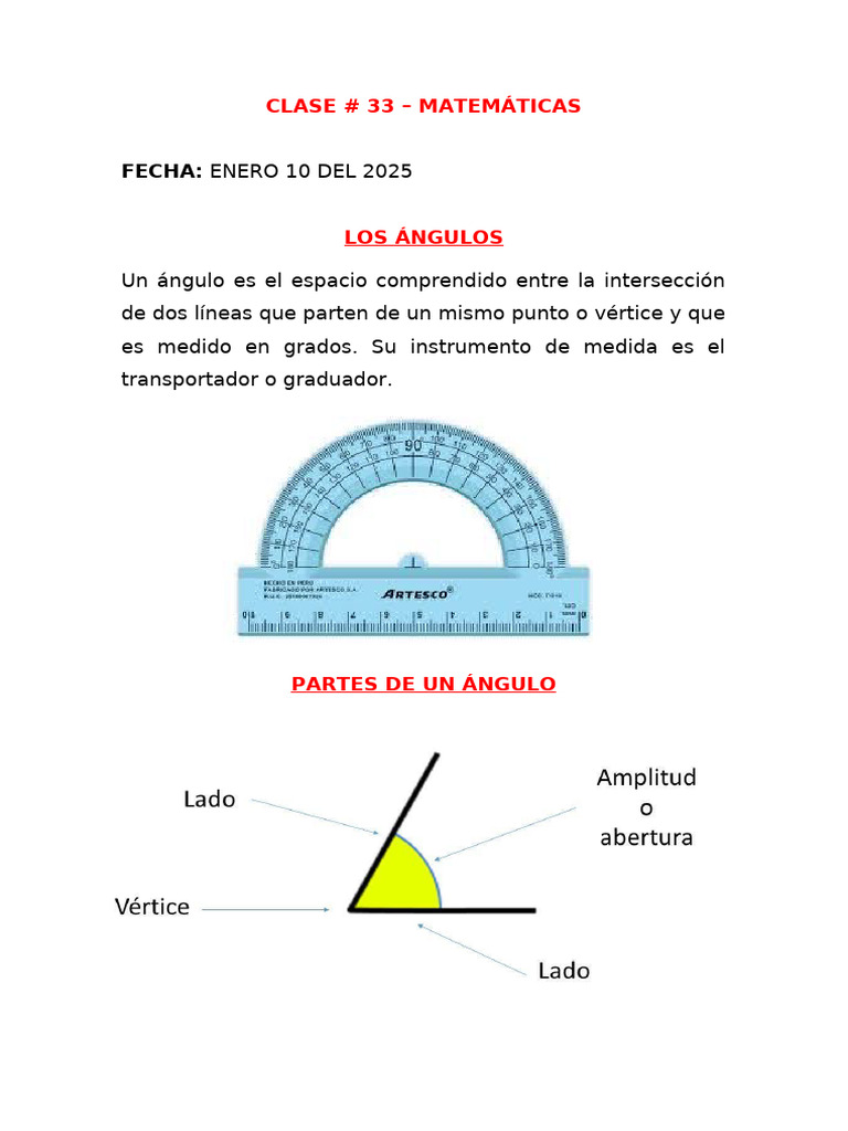 CLASE MATEMÁTICAS 33 - LOS ANGULOS | PDF