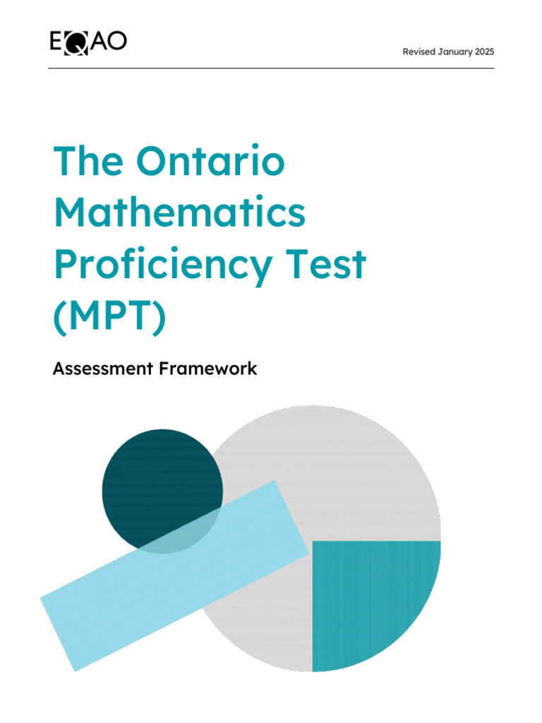 Ontario Math Proficiency Test Framework | PDF | Educational Assessment ...