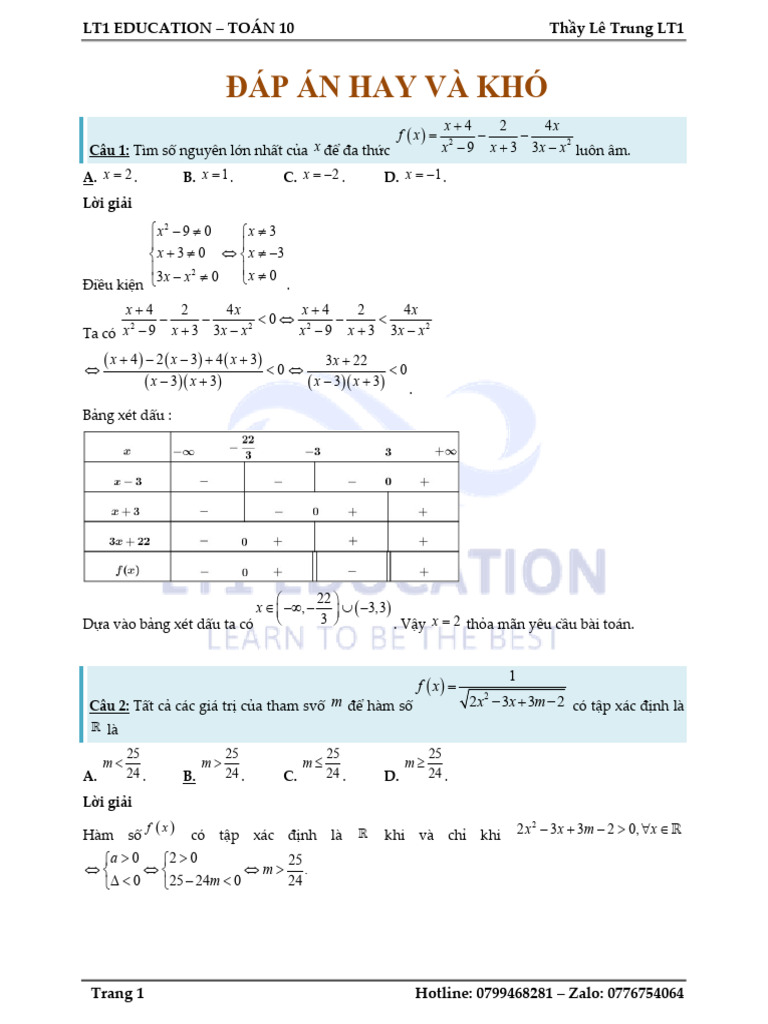 Đáp Án TL NC L10 | PDF
