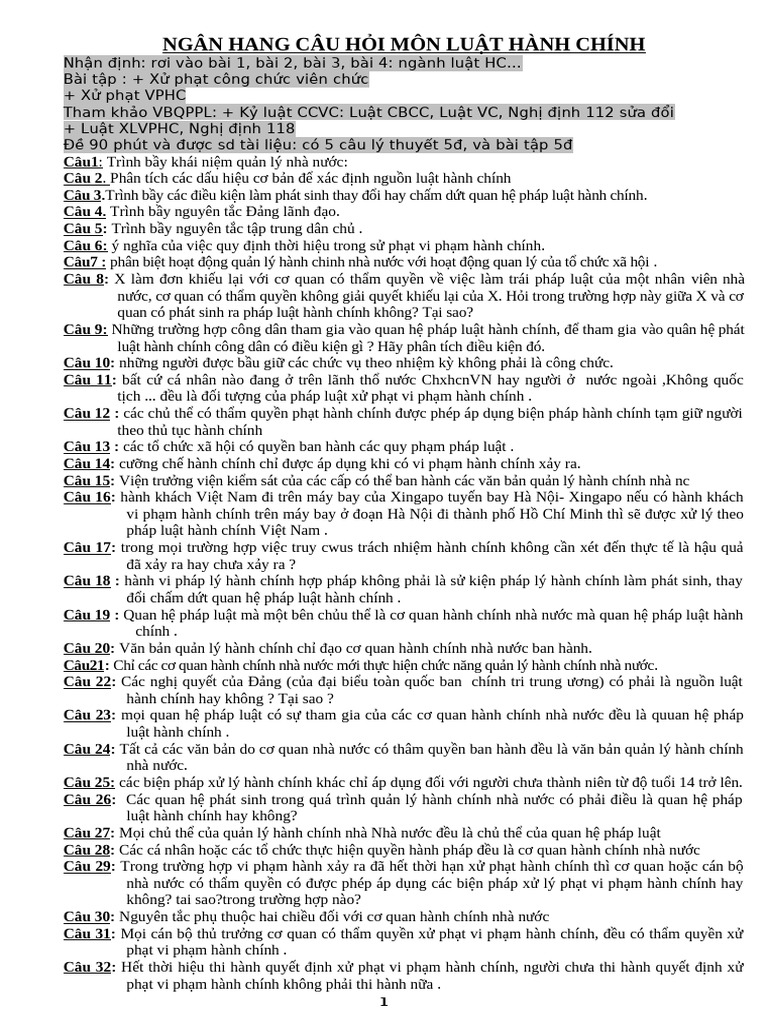 NganhangCauHoi LHC | PDF