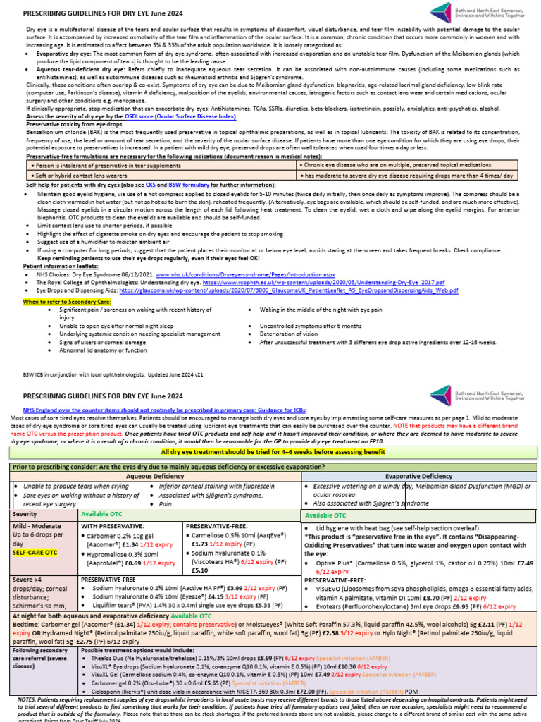Dry Eye Management Guidelines 2024 | PDF | Diseases And Disorders ...