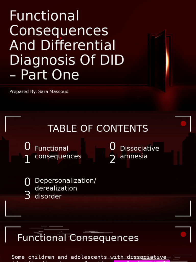 DID Functional Consequences and Differential Diagnosis | PDF | Dissociation (Psychology ...