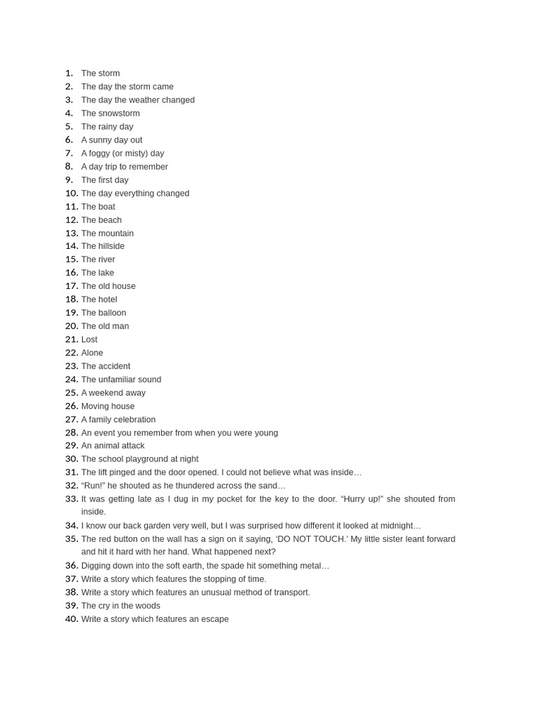 40 Creative Writing Prompts | PDF