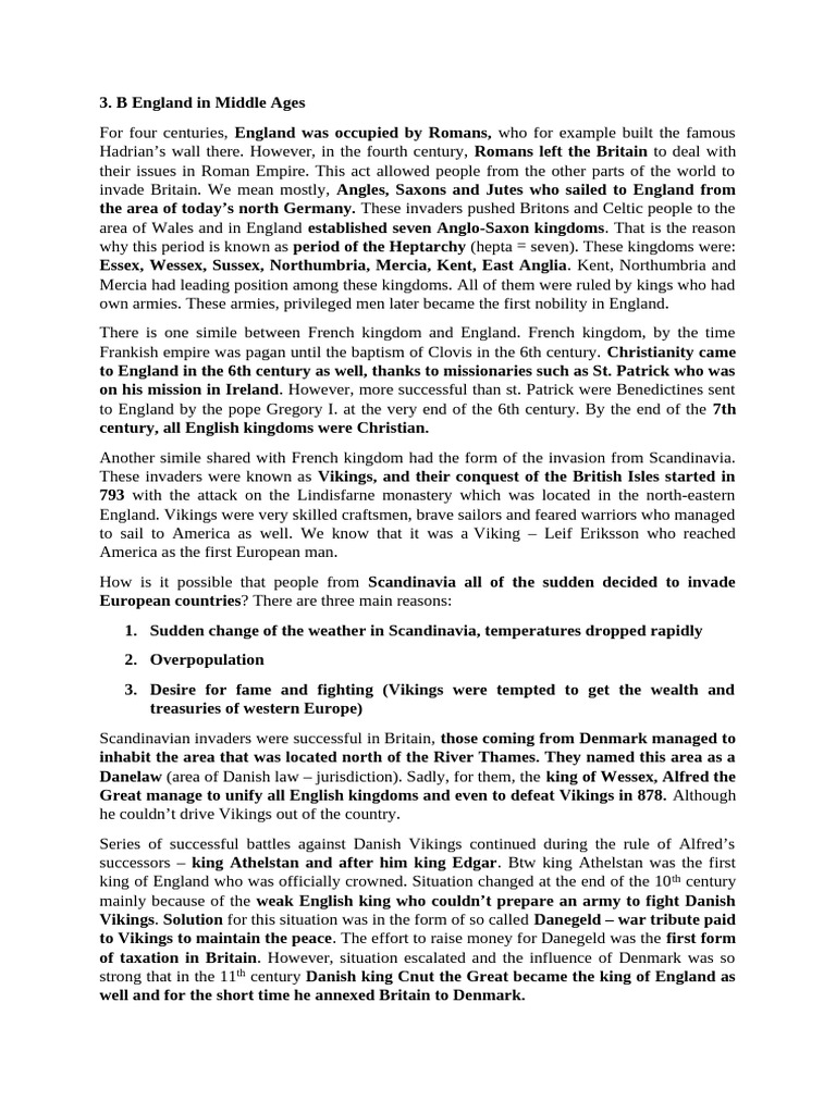 England's Middle Ages: Invasions & Kingdoms | PDF | Anglo Saxons ...