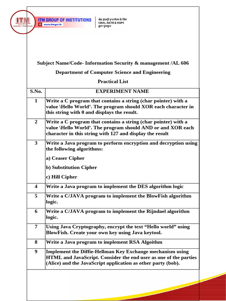 Information Security Practical Exercises | PDF