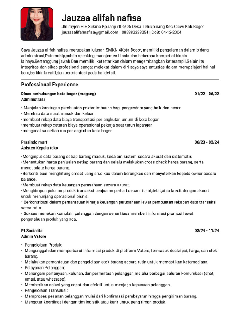 Contoh CV 2 | PDF