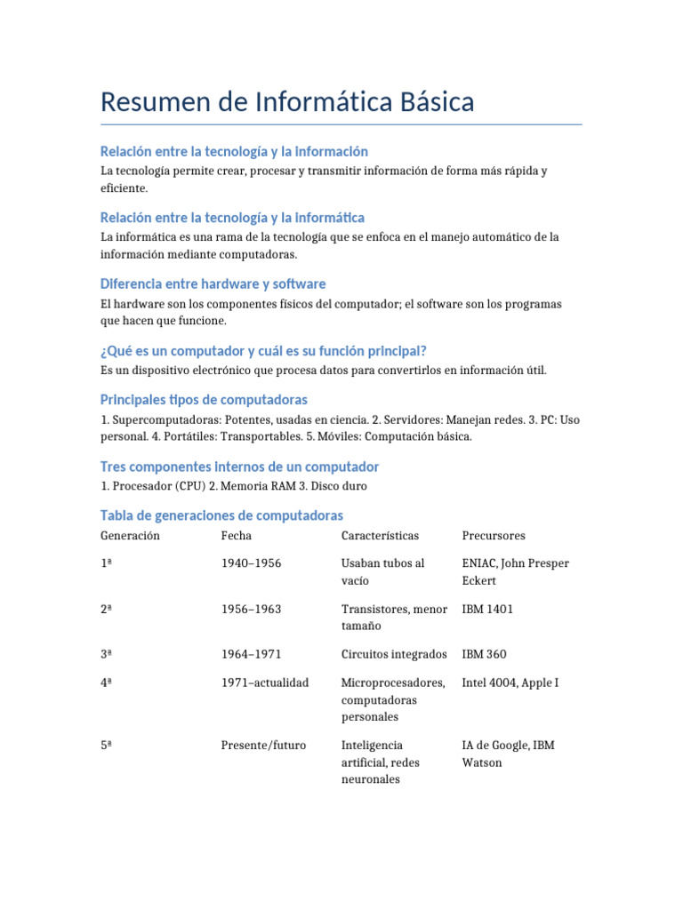 Resumen Informatica Basica 2 | PDF
