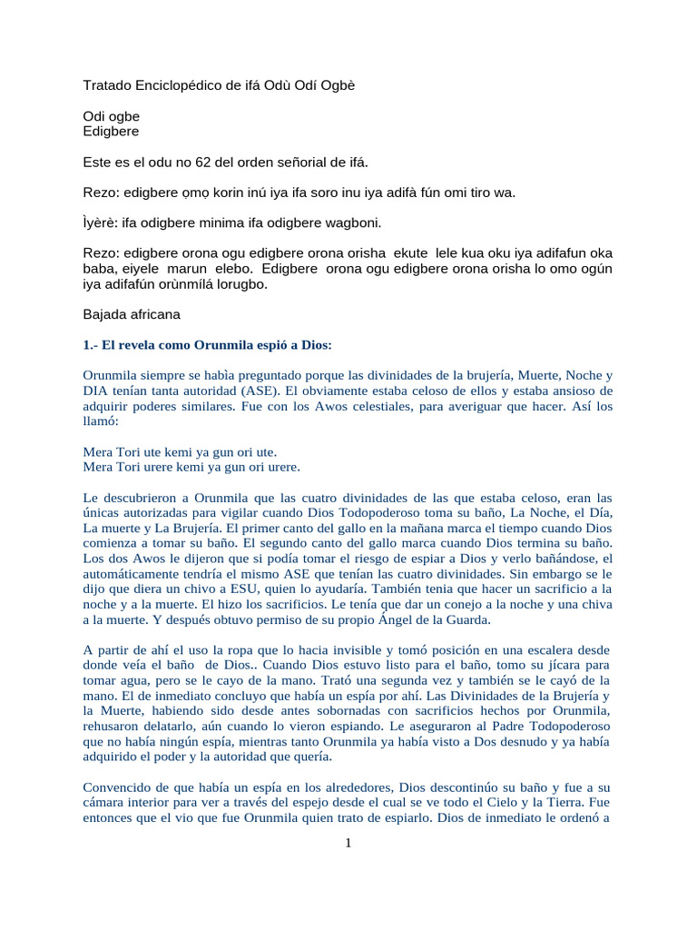 2.-(B)-Tratado Enciclopédico de Ifá Odù Odí Ogbè | PDF