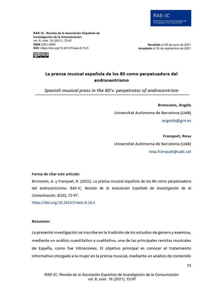 La Prensa Musical Espanola de Los 80 Com | PDF | Género | Estudios de ...