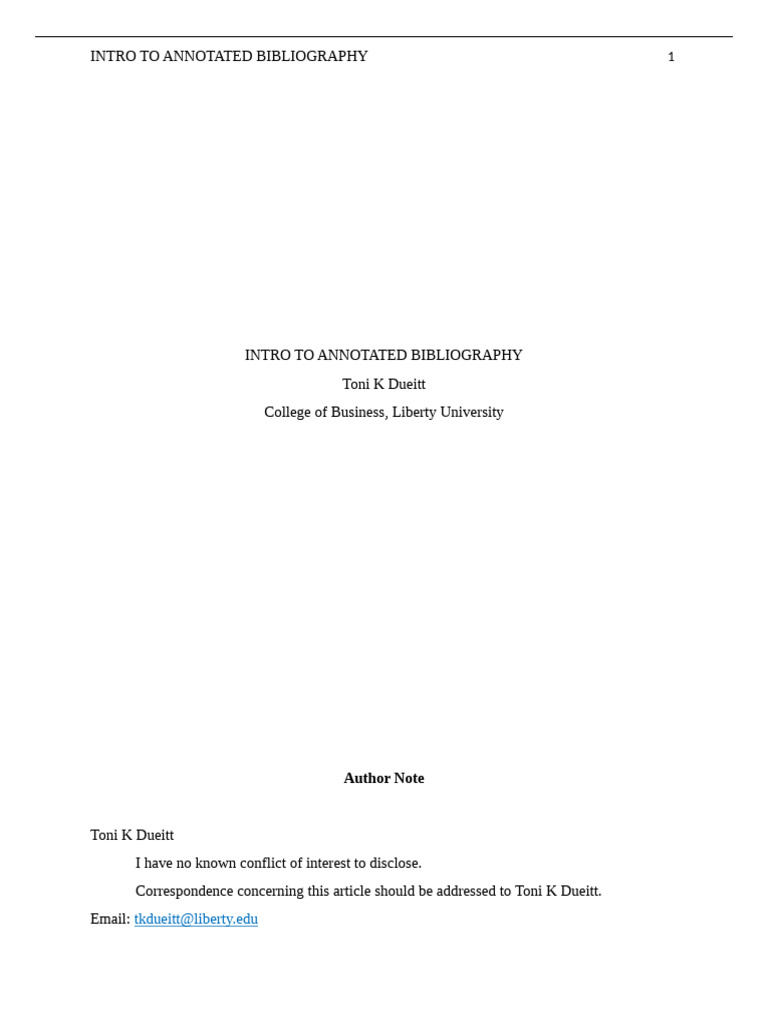 Intro To Annotated Bibliography Assignment TDueitt | PDF | Leadership ...