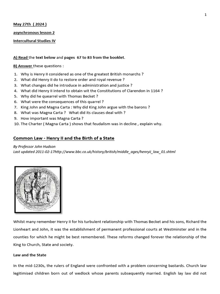 Henry II's Legal Reforms and Magna Carta | PDF | Magna Carta