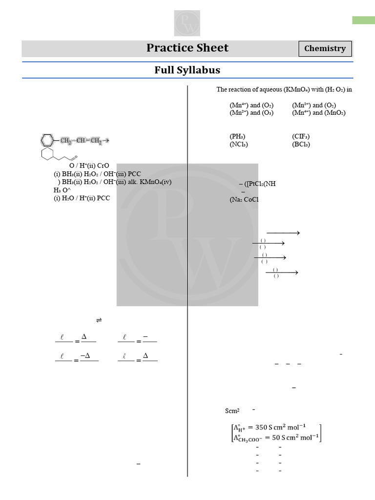 Practice Sheet - Chemistry - Full Syllabus - 25-04-2025 - Sunil | PDF | Conformational Isomerism ...
