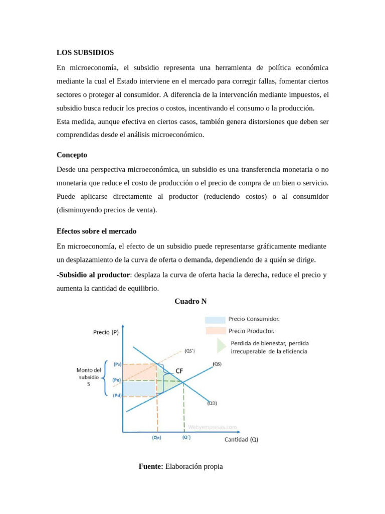 Efectos de los Subsidios en Microeconomía | PDF | Subvención ...