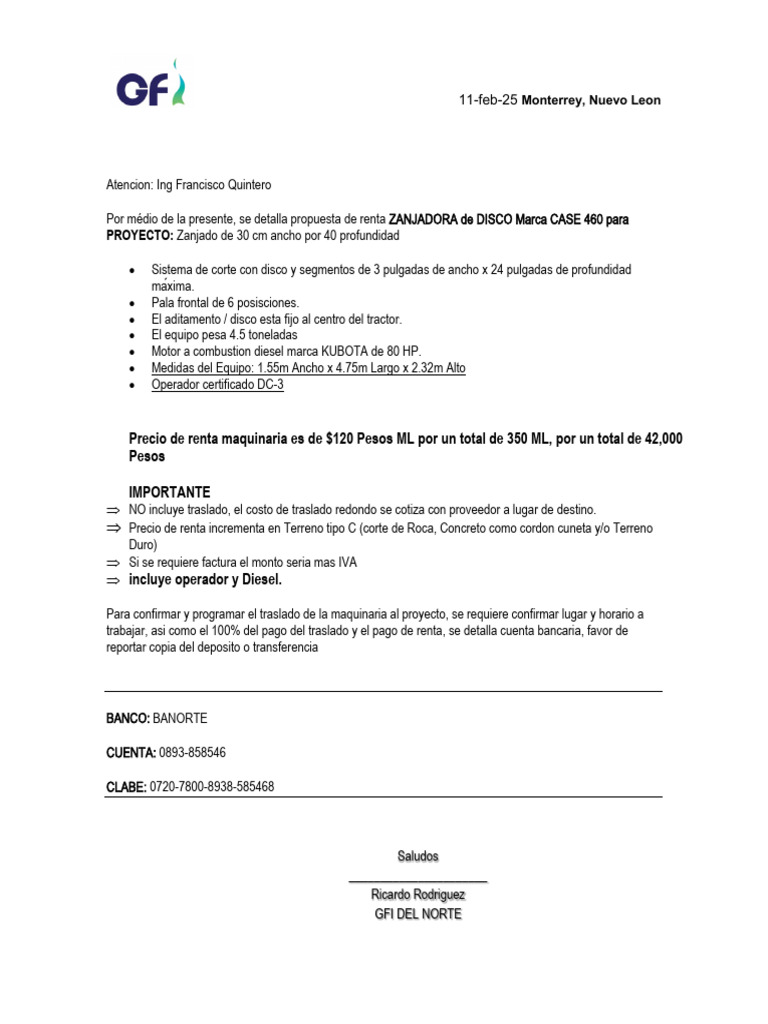 Cotizacion Ing Francisco Quintero | PDF