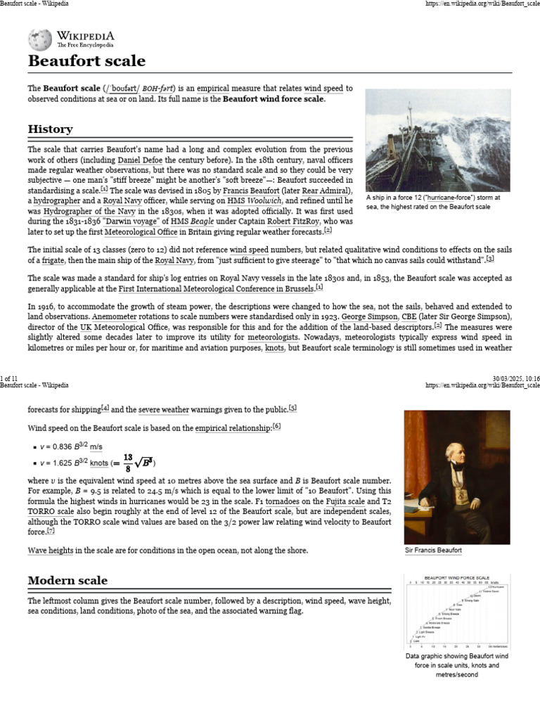 Beaufort Scale - Wikipedia | PDF | Weather | Natural Disasters