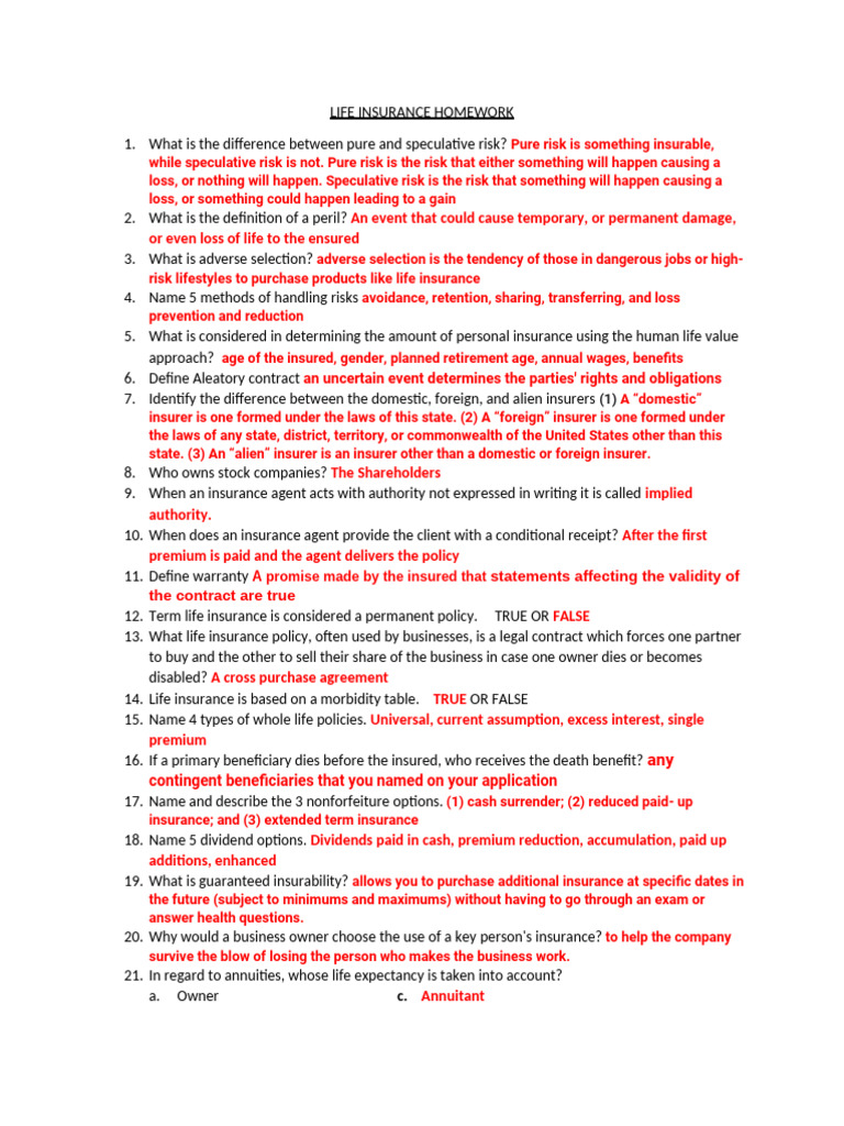 3-Life Insurance Homework Completed | PDF | Insurance | Life Insurance