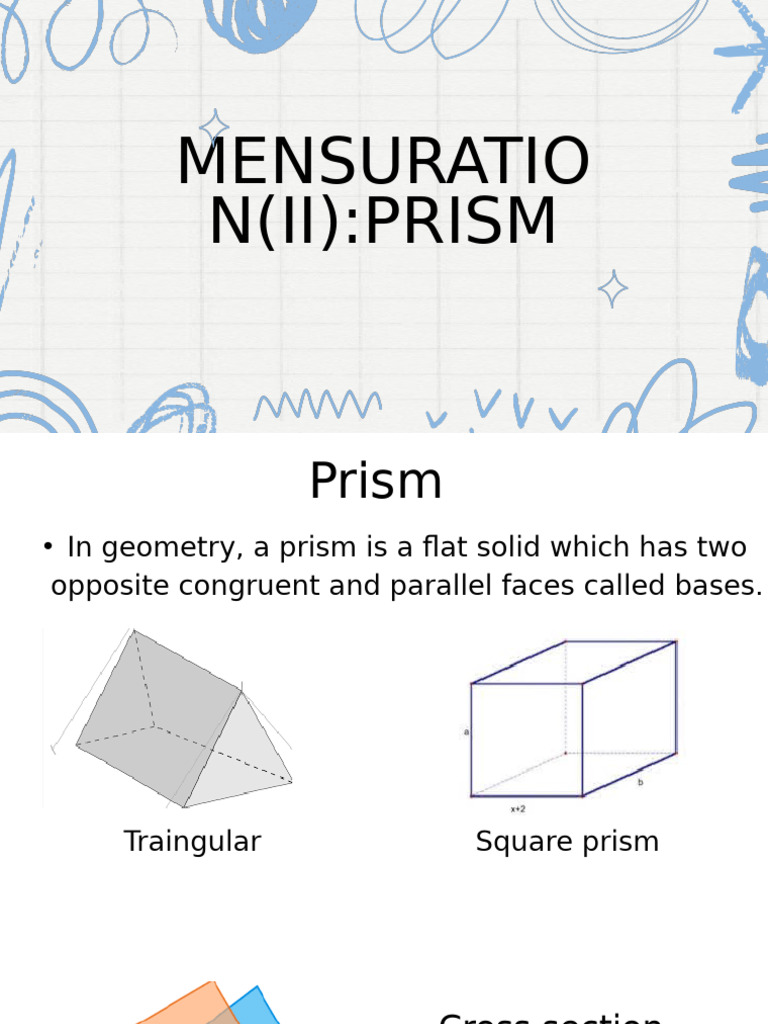 Mensuration (II) Prism | PDF