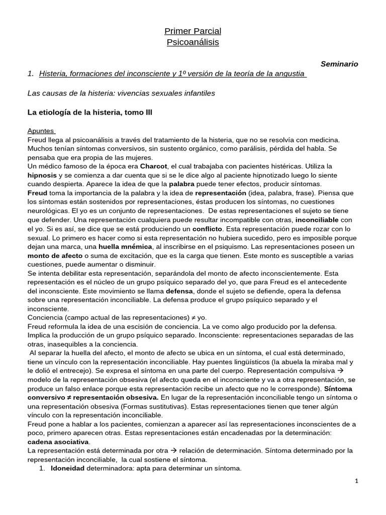 Primer-Parcial Psis | PDF | Mente inconsciente | Neurosis