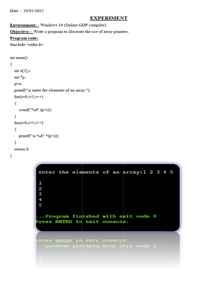 Array To Pointer. | PDF