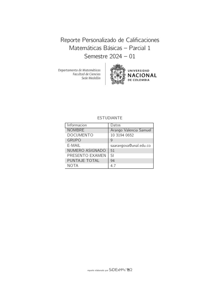 Reporte de Calificaciones Matemáticas 2024 | PDF | Factorización ...