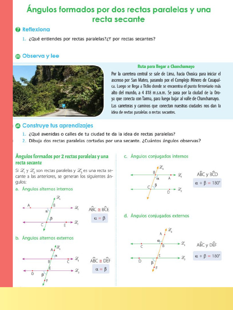 008 - Dos Rectas Paralelas Cortadas Por Una Recta Secante - Teoria y Ejemplos 01 Cor | PDF