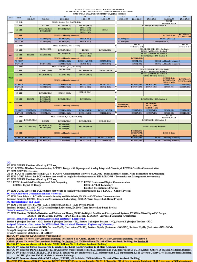 NIT Durgapur ECE Time Table 2024-25 | PDF | Electronic Engineering ...