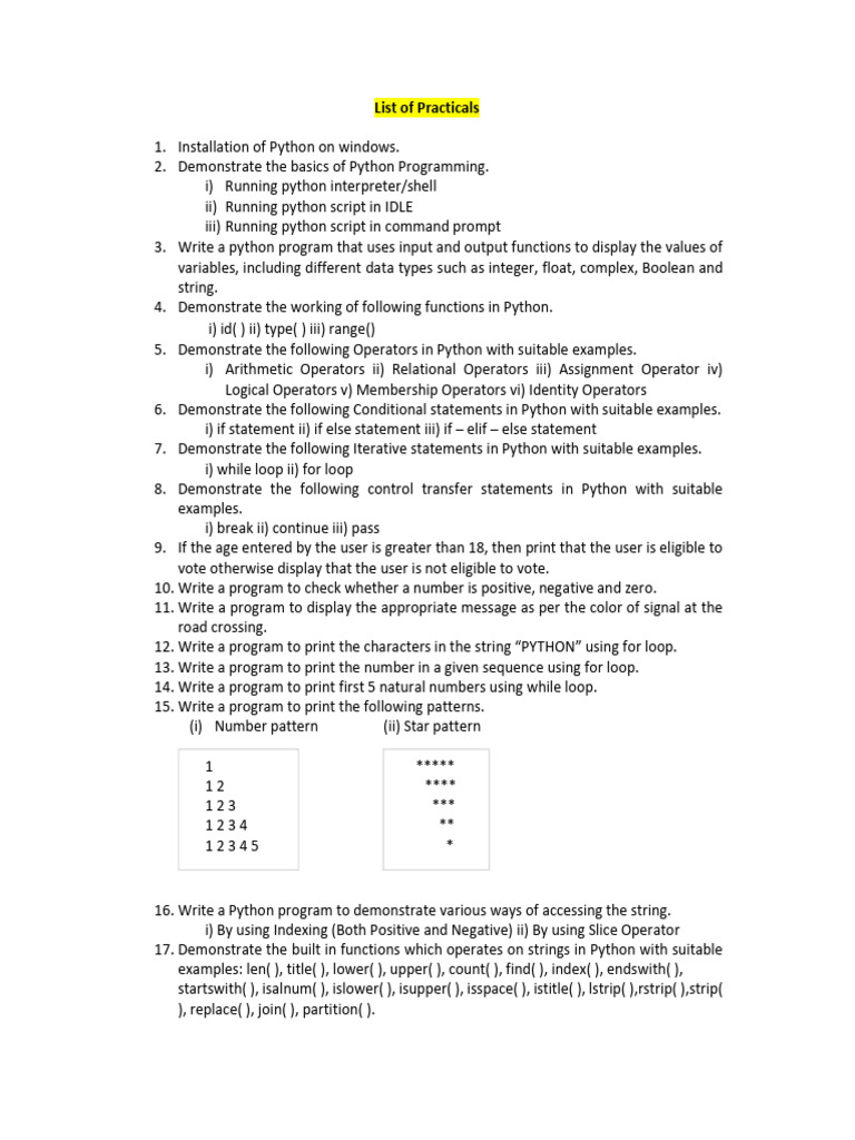 Mca Python Practicals 26 April 2025 | PDF | Python (Programming Language) | Control Flow