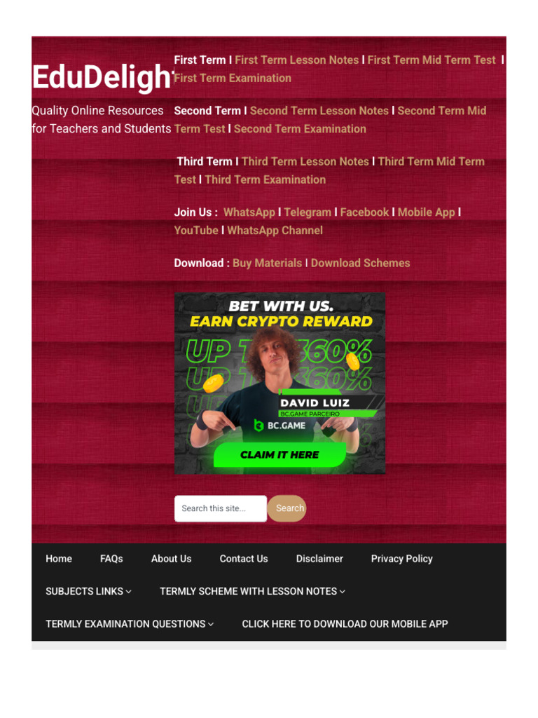 JSS 2 Third Term Lesson Note Plan Social Studies - JSS 2 | PDF | Home ...