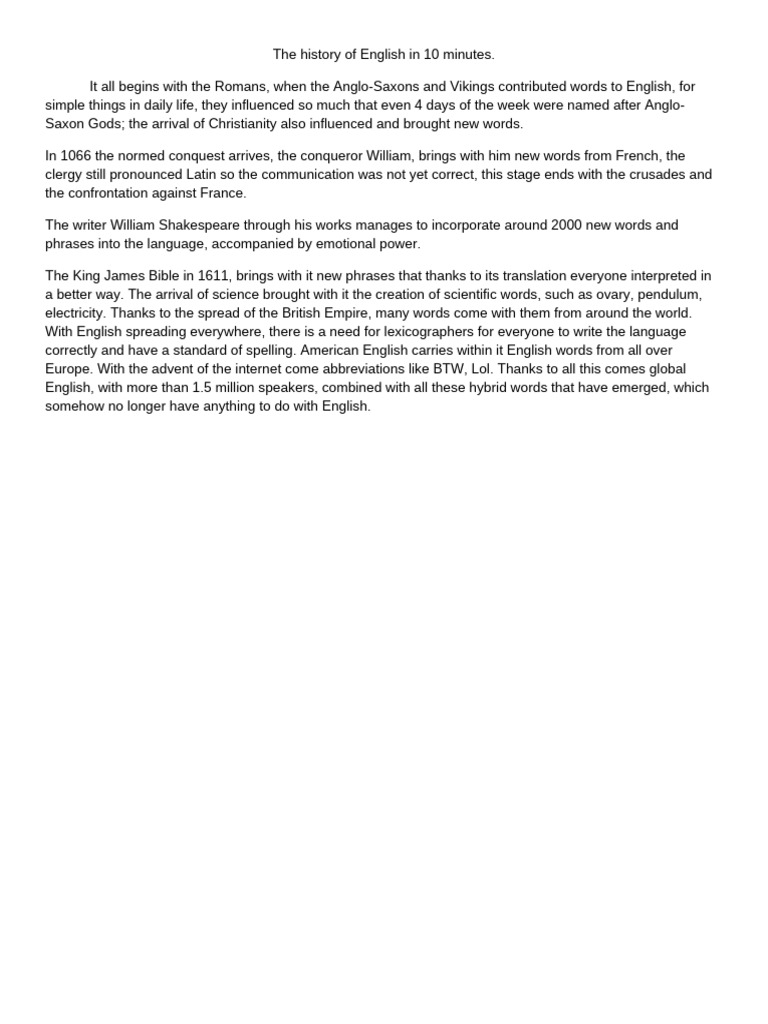 Evolution of English Language History | PDF