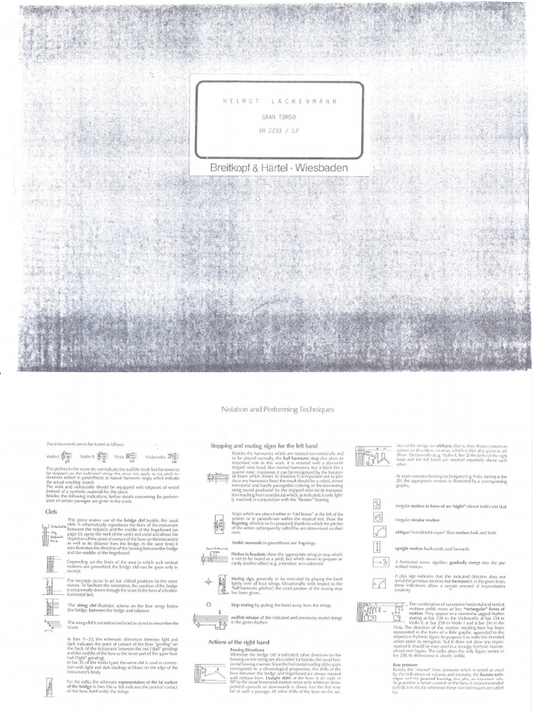 Lachenmann Gran Torso Quartet Full Score Partitura PDF | PDF
