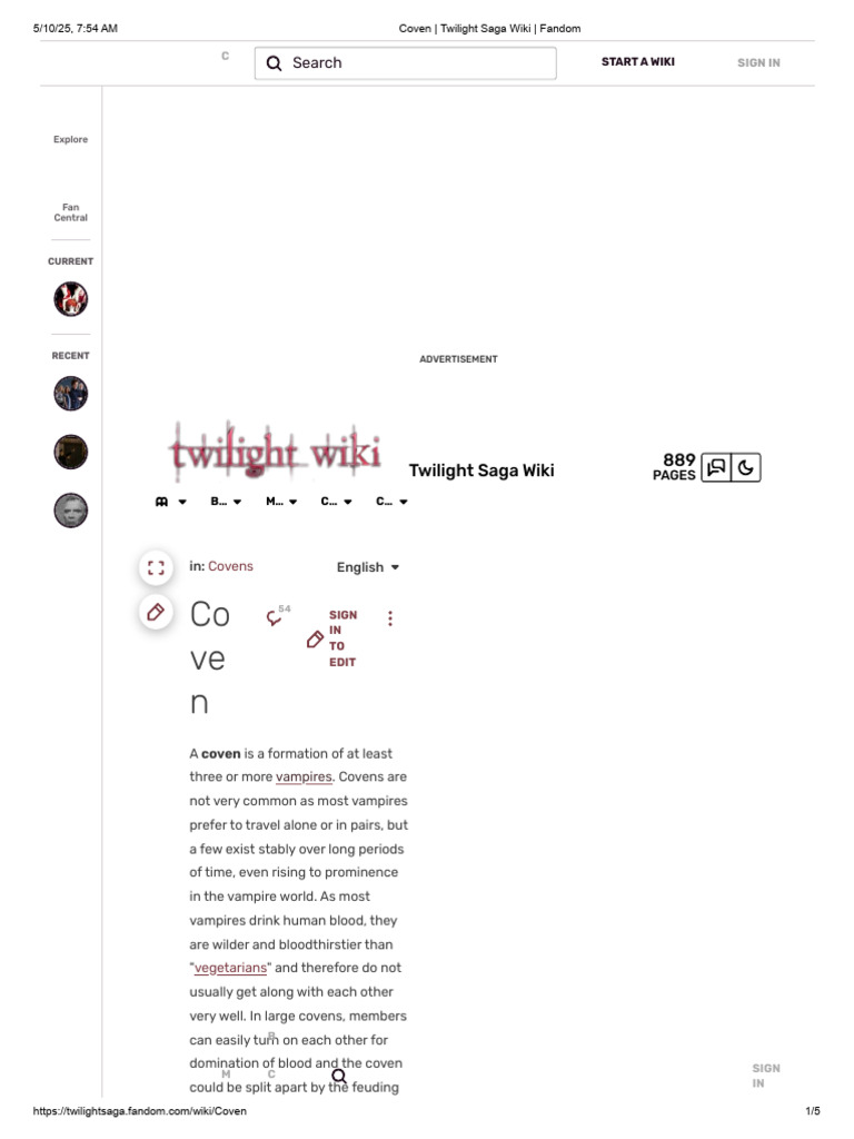 Coven - Twilight Saga Wiki - Fandom | PDF | Twilight (Novel Series)