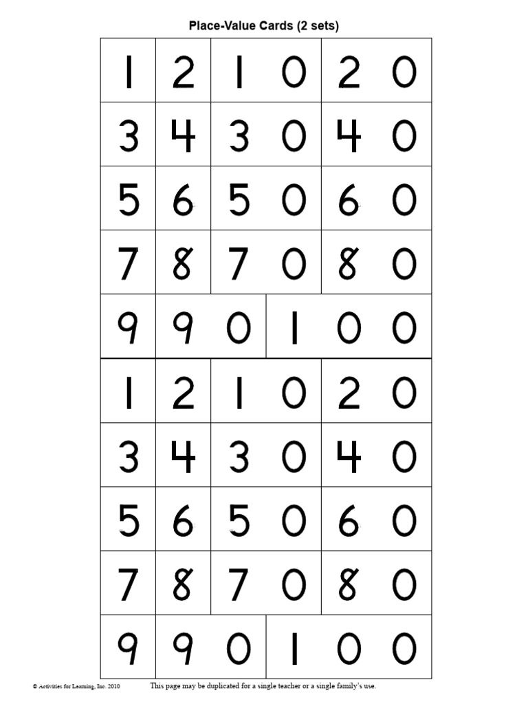Place Value Cards | PDF