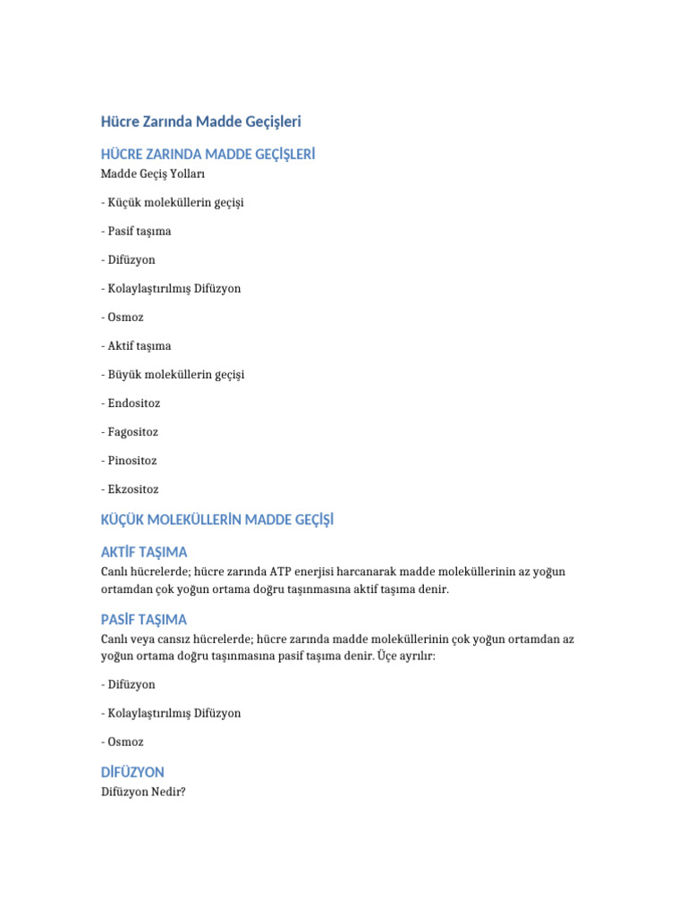 Hucre Zari Madde Gecisleri | PDF