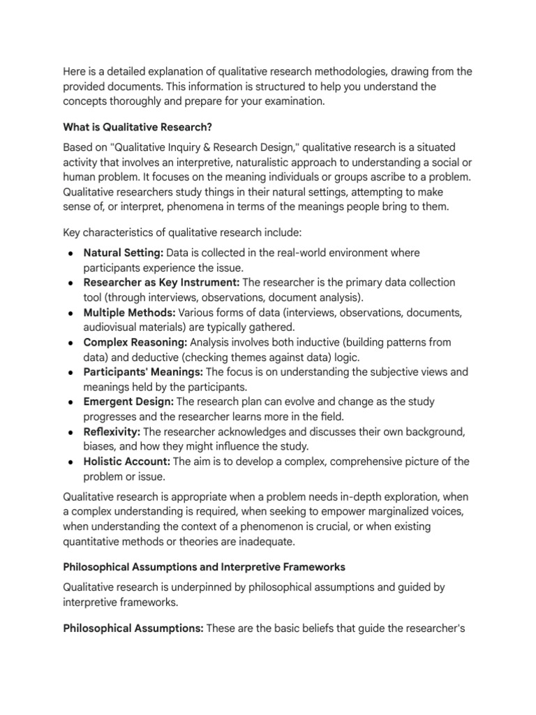 Understanding Qualitative Research Methodologies | PDF | Qualitative ...