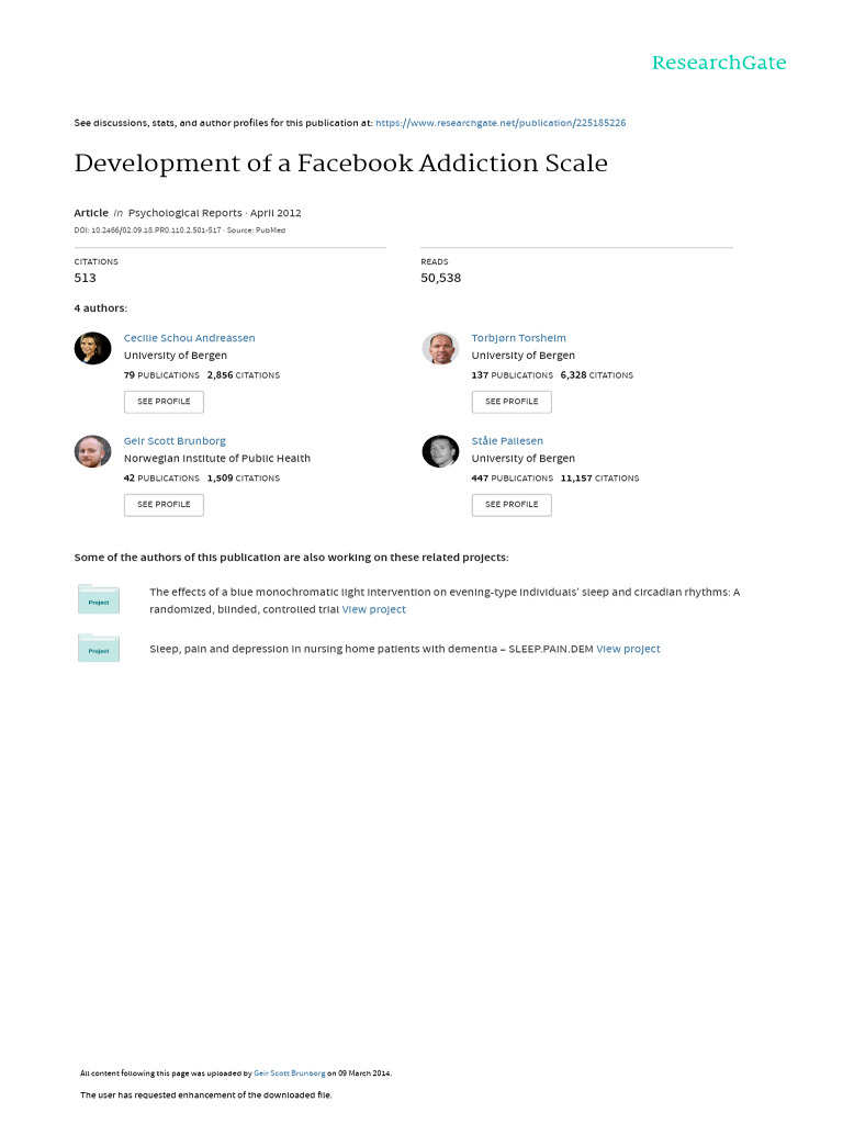 Developement of Facebook Addiction Scale | PDF | Extraversion And ...