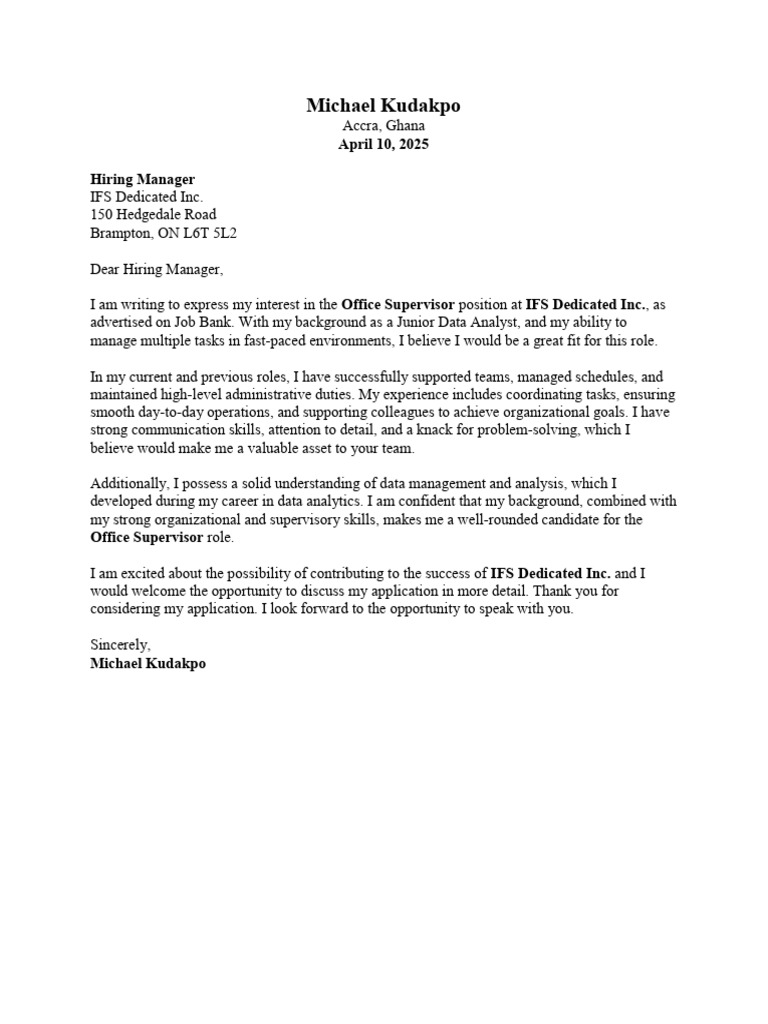 Cover Letter For Gmail | PDF
