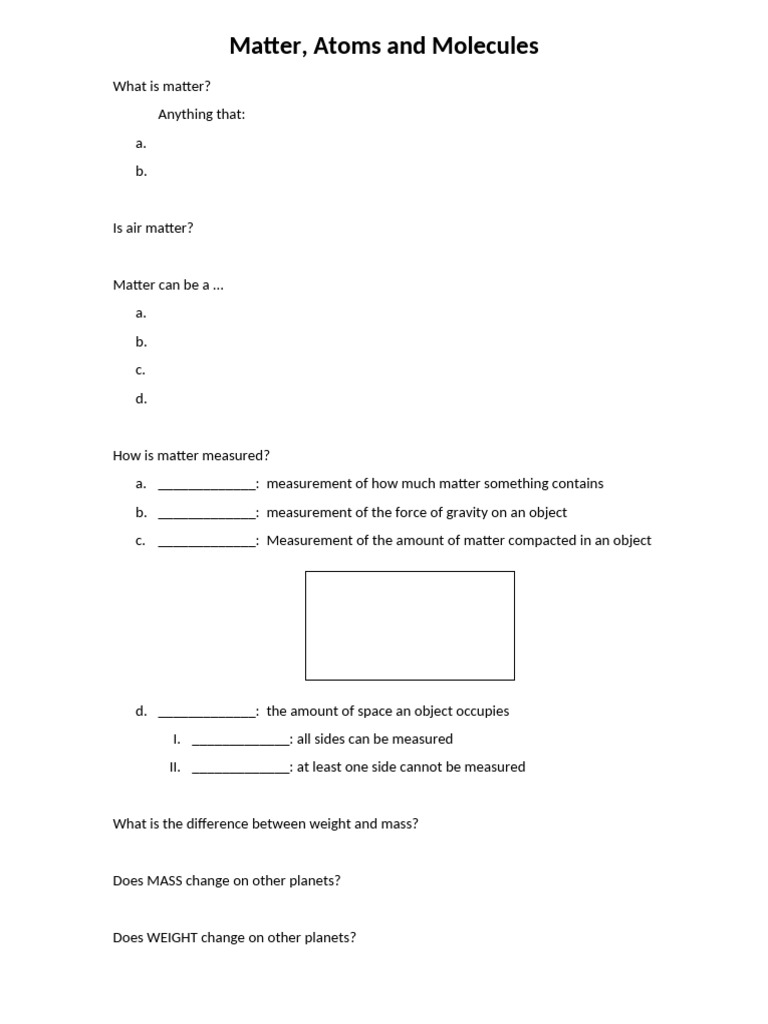 Blank Matteratomsmolecules | PDF