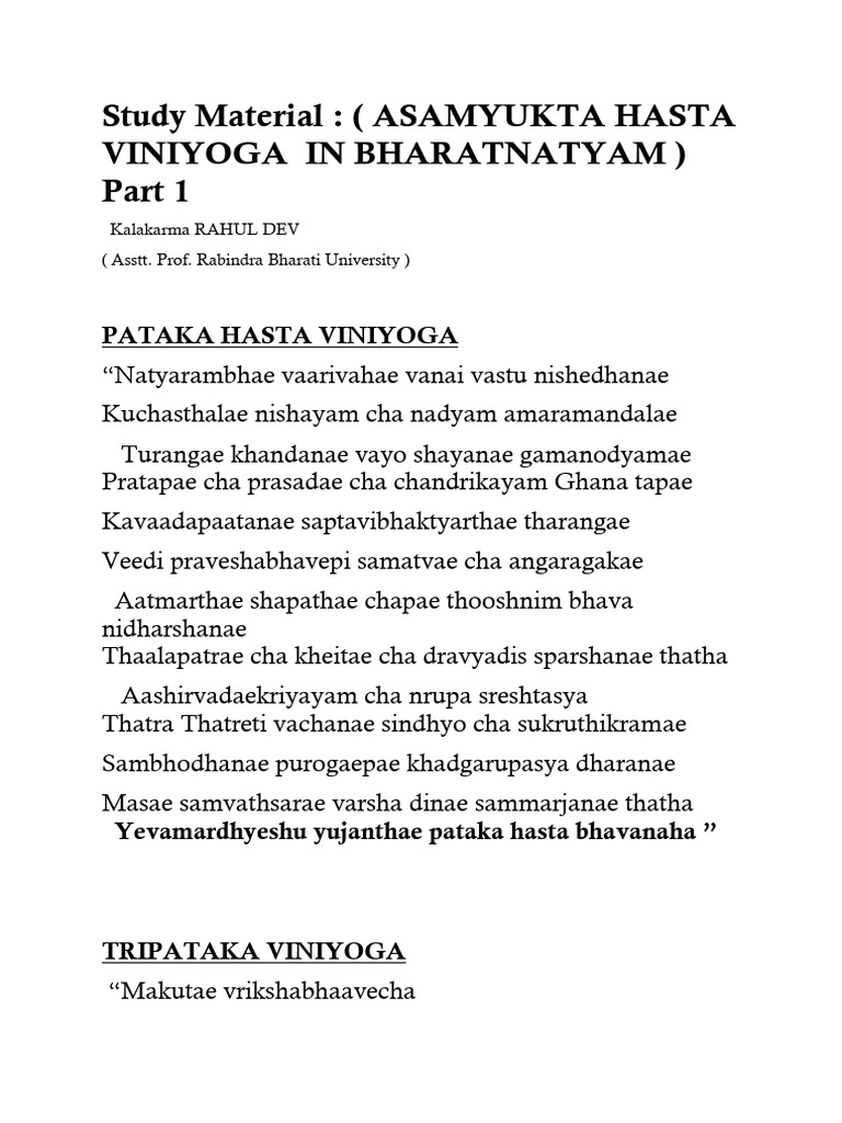 Asamyutha Hasta Viniyoga - 09042020 | PDF