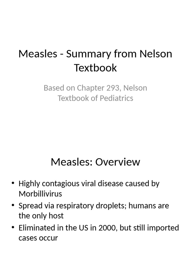 Measles Presentation Nelson | PDF